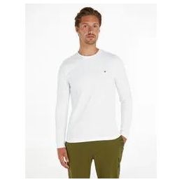 Longsleeve Tommy Hilfiger "TOMMY LOGO LONG SLEEVE TEE", Herren, Gr. XXL (56), wei&szlig;, Single Jersey, Obermaterial: 100% Baumwolle, bedruckt, bestickt, unifarben, normal h&uuml;ftlang, Rundhals, Shirts, mit Logodruck