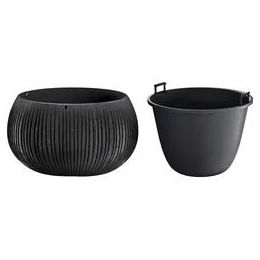 Blumentopf Prosperplast "Beton Bowl", schwarz, Kunststoff, Pflanzgef&auml;&szlig;e, &Oslash;37cm x 21,8cm
