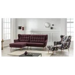Ecksofa Home Affaire "Henry Louanne, L-Form", rot (merlot), B:250cm H:107cm T:173cm, Sofas, Ecksofa, wahlweise mit Messingf&uuml;&szlig;en