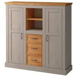 Highboard OTTO HOME "Selma", grau (grau, gebeizt), B:130cm H:130cm T:38cm, Sideboards, Highboard, Stauraumschrank, Breite 130 cm