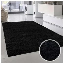 Hochflor-Teppich Carpet City "Shaggi uni 500" Gr. 31, schwarz, B:133cm H:30mm L:190cm, Kunstfaser, Teppiche, L&auml;ufer, Shaggy, Uni, Langflor, weich, Wohnzimmer, Schlafzimmer, Kinder