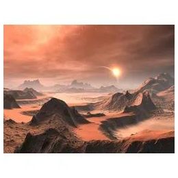 Fototapete papermoon "PLANETEN-FUTURISTISCH WELTRAUM MOND GALAXIE UNIVERSUM", bunt, B:4m L:2,6m, Vlies, Tapeten