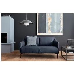 2-Sitzer W.Schillig "sally", blau (blau z59), B:154cm H:78cm T:84cm, Longlife Xtra-Leder Z59: Glattleder mit modischer Pr&auml;gung. Hautst&auml;rke 0, 9 - 1, 1 mm., Sofas, mit Metall-Winkelf&uuml;&szlig;en in Bronze pulverbeschichtet, Breite 154 cm
