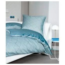 Bettw&auml;sche Janine "J. D.", blau (steinblau, denimblau), B/L: 135cm x 200cm, 1 Stk., 1 Stk., Mako-Satin, B/L: 80cm x 80cm, 2 Stk., Mako-Satin, Obermaterial: 100% Baumwolle, Bettw&auml;sche, Bettw&auml;sche, Bettw&auml;sche aus Baumwolle, mit Rauten-Design