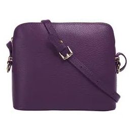 Umh&auml;ngetasche CLUTY, Damen, Gr. B/H/T: 20cm x 18cm x 4cm onesize, lila (violett), Leder, unifarben, Taschen Umh&auml;ngetasche, echt Leder, Made in Italy
