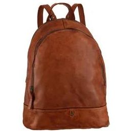 Cityrucksack Harbour 2nd "Meghan", Gr. B/H/T: 27cm x 30cm x 13cm, braun (charming cognac), Leder, Rucks&auml;cke Cityrucksack, aus Leder mit typischen Marken-Anker-Label und Schmuckanh&auml;nger