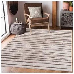 Teppich Carpet City "Moda", beige, B:140cm H:11mm L:200cm, Polypropylen, Teppiche, Teppich, Kurzflor, Streifen-Muster, Weicher Flor