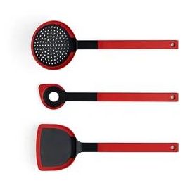 Kochbesteck-Set Woll "Cook it", schwarz (schwarz, rot), Kunststoff, Silikon, Kochbesteck-Sets