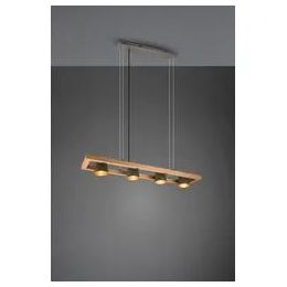 Trio LEUCHTEN Pendelleuchte "Bell", grau (nickelfarben), 4, H: 150cm, 1 Stk., Leuchten, aus Holz mit Schirmen in Glocken-Design / Schirme nickel antik Optik, Pendelleuchte
