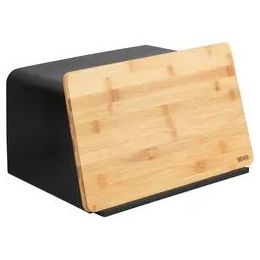 Brotkasten Wenko "Modell Kubo", braun (schwarz, braun), B:35cm H:20,5cm, Lebensmittelaufbewahrungsbeh&auml;lter, Brotkasten, moderne Brotbox mit integriertem Schneidebrett als Deckel