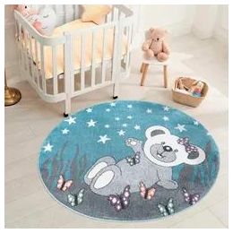 Kinderteppich Carpet City "ANIME916", blau, H:11mm &Oslash;:120cm, Polypropylen (PP), Teppiche, Kinderteppich, Kinderzimmer Teppich Modern mit lustigen Cartoon-Figuren, Multi