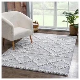 Hochflor-Teppich Carpet City "Focus 3022", grau, B:120cm H:20mm L:170cm, Polypropylen, Teppiche, L&auml;ufer, Boho, Hochtief-Muster/ 3D-Effekt, f&uuml;r Wohnzimmer, Schlafzimmer