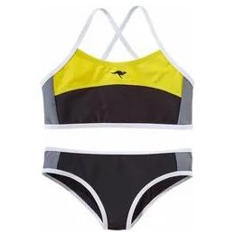 Bustier-Bikini Kangaroos, M&auml;dchen, Gr. 146/152, N-Gr, schwarz (schwarz, gelb), Polyamid, Bikini-Sets, im sportlichen Look