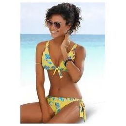 Triangel-Bikini-Top Sunseeker "Jam", Damen, Gr. 38, Cup A/B, bunt (gelb, bunt), Microfaser, bedruckt, floral, Bikini-Oberteile, mit Zierschleife
