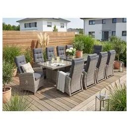 Garten-Essgruppe Konifera "Monaco", grau, Polyrattan, Sitzm&ouml;bel-Sets, R&uuml;ckenlehne verstellbar, Tischplatte aus 5mm starkem Sicherheitsglas, Topseller