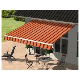 Gelenkarmmarkise Konifera "Estepona", orange (orange, braun), B:250cm, Polyester, Markisen, Gelenkarm-Markise, Breite/Ausfall: 250 x 200 cm, Neigungswinkel verstellbar