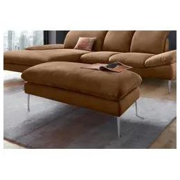 Hocker W.Schillig "enjoy&MORE", braun (chocolate s37), B:106cm H:45cm T:71cm, Chenille-Flachgewebe R66 (85% Polyester, 15% Nylon);Longlife Xtra-Leder Z59: Glattleder mit modischer Pr&auml;gung. Hautst&auml;rke 0, 9 - 1, 1 mm;Stoff S37 (100% Polyester), Hocker, Hocker, F&uuml;&szlig;e Chrom gl&auml;nzend, Breite 106 cm
