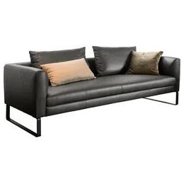 3-Sitzer 3C Candy "Avola Designsofa mit Lederbezug, tolle Verarbeitungsdetails", grau (fango), B:204cm H:85cm T:100cm, Sofas, bequem und komfortabel