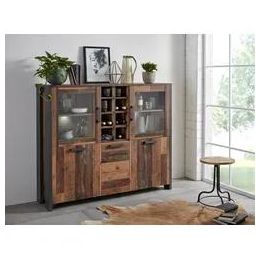 Highboard FORTE "Clif", grau (old wood vintage, beton, optik), B:151,3cm H:125,4cm, Sideboards, Highboard, Breite 151 cm