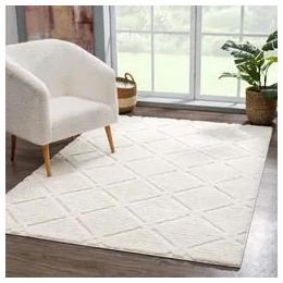 Hochflor-Teppich Carpet City "Focus 2997", beige (creme), B:140cm H:20mm L:200cm, Polypropylen, Teppiche, L&auml;ufer, Boho, Hochtief-Muster/ 3D-Effekt, f&uuml;r Wohnzimmer, Schlafzimmer