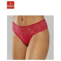String Nuance, Damen, Gr. 32/34, 2 Stk., rot (2xrot), Spitze, Obermaterial: 85% Polyamid, 15% Elasthan, k&ouml;rpernah, Unterhosen String, Dessous mit breitem Spitzenband
