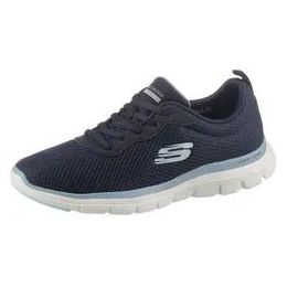 Sneaker Skechers "FLEX APPEAL 4.0 BRILLINAT VIEW", Damen, Gr. 36, blau (navy), Lederimitat, Textil, Schuhe Sneaker, Freizeitschuh, Halbschuh, Schn&uuml;rschuh mit Air Cooled Memory Foam, Topseller