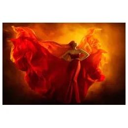 Fototapete papermoon "Frau im roten kleid", bunt, B:3m L:2,23m, Vlies, Tapeten
