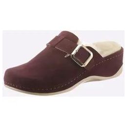 Pantoffel MUBB, Damen, Gr. 41, rot (burgund), Veloursleder, Basic, Schuhe Hausschuh Pantoffeln