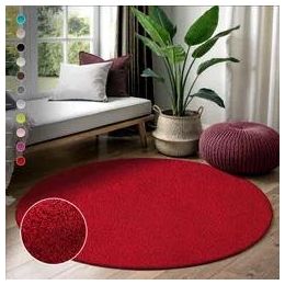 Hochflor-Teppich Sanat "LOCA", rot, H:30mm &Oslash;:200cm, Kunstfaser, Teppiche, Wohnzimmer, Langflor, Shaggy, Schlafzimmer