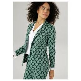 Jerseyblazer Aniston SELECTED, Damen, Gr. 40, gr&uuml;n (dunkelgr&uuml;n, mint), Jersey, Obermaterial: 60% Polyester, 30% Viskose, 10% Elasthan, gepunktet, gestreift, figurbetont h&uuml;ftlang, Blazer, mit gestreiften Punkten