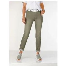 5-Pocket-Jeans Casual Looks, Damen, Gr. 25, Kurzgr&ouml;&szlig;en, gr&uuml;n (khaki), 72% Baumwolle, 25% Polyester, 3% Elasthan, unifarben, lang, Jeans 5-Pocket-Jeans