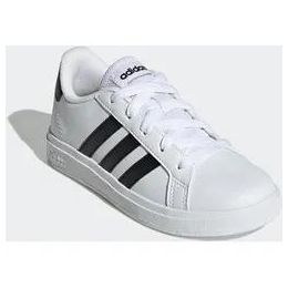 Sneaker Adidas SPORTSWEAR "GRAND COURT LIFESTYLE TENNIS LACE-UP", M&auml;dchen, Gr. 33, schwarz-wei&szlig; (cloud wei&szlig;, core schwarz, core schwarz), Synthetik, Textil, Schuhe Sneaker, Design auf den Spuren des Adidas Superstar, f&uuml;r Kinder & Jugendliche