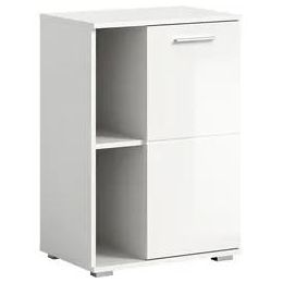 Schuhschrank Home Affaire "Valge, Breite 55cm, 1 T&uuml;r, 2 offene F&auml;cher,2 verstellbare Einlegeb&ouml;den", wei&szlig;, B:55cm H:79cm T:37cm, FSC-zertifizierter Holzwerkstoff, Schr&auml;nke, Schuhschrank, Schuhkommode, Schuhregal, Kommode, Anrichte, Dielenschrank