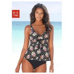 B&uuml;gel-Tankini Lascana, Damen, Gr. 46, Cup D, schwarz (schwarz, bedruckt), Polyamid, floral, gepunktet, Bikini-Sets, im angesagten Design
