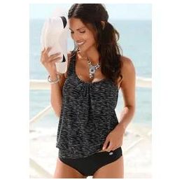 Oversize-Tankini Kangaroos, Damen, Gr. 48, N-Gr, schwarz (schwarz, bedruckt), Polyamid, Melange-Effekt, Bikini-Sets, eingearbeitete Softcups, Unterbrustgummi rundum, bis Cup D geeignet