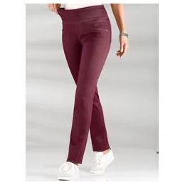 Schlupfhose Casual Looks, Damen, Gr. 19, Kurzgr&ouml;&szlig;en, rot (bordeaux), 65% Baumwolle, 33% Polyester, 2% Elasthan, unifarben, lang, Hosen Schlupfhose