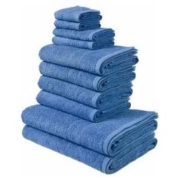 Handtuch Set OTTO HOME "Inga, Duscht&uuml;cher, Handt&uuml;cher, G&auml;stet&uuml;cher, Seift&uuml;cher", blau, Standard (420g/m2), Walkfrottier, Walkfrottier, Obermaterial: 100% Baumwolle, Handtuch-Sets, Handt&uuml;cher mit feiner Bord&uuml;re, 100% Baumwolle, einfarbig, weich