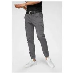 Jack & Jones Cargohose JACK & JONES "PAUL FLAKE", Damen, Gr. 33, L&auml;nge 32, grau (asphalt), Web, Obermaterial: 98% Baumwolle, 2% Elasthan, unifarben, bequem normal, Hosen Cargohose