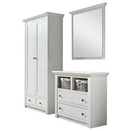 Garderoben-Set Home Affaire "California, Komplettset im Landhausstil, moderne Garderobe", wei&szlig;, B:220cm, Kastenm&ouml;bel-Sets, enth&auml;lt Kommode, Garderobenschrank und Spiegel, 220 cm breit