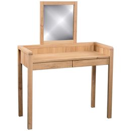 Linea Natura Schminktisch, Wildeiche, Holz, Wildeiche, massiv, 2 Schublade(n) Schubladen, rechteckig, U-Form, 45x75-135x100 cm, Schlafzimmer, Schminktische