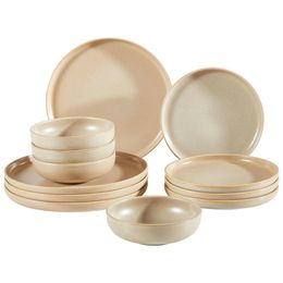 Creatable Tafelservice, Sand, Keramik, 12-teilig, Uni, Essen & Trinken, Geschirr, Geschirr-Sets, Tafelservice