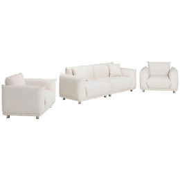Livetastic Sitzgarnitur, Wei&szlig;, Textil, 3-teilig, F&uuml;llung: Polyester, 218x103x75 cm, Wohnzimmer, Sofas & Couches, Sitzgarnituren