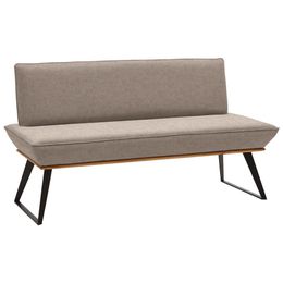 Voleo Sitzbank, Schwarz, Eiche, Hellbraun, Holz, Metall, Textil, Eiche, massiv, Uni, 2-3-Sitzer, 160x87x64 cm, Stoffauswahl, mit R&uuml;ckenlehne, Esszimmer, B&auml;nke, Sitzb&auml;nke
