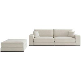 Livetastic Sitzgarnitur Albreta, Beige, Holz, Textil, 2-teilig, Eiche, massiv, F&uuml;llung: Polyester, 278x85x103 cm, Made in EU, Wohnzimmer, Sofas & Couches, Sitzgarnituren