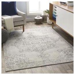 Teppich LIVABLISS "CORO", grau, B:160cm H:11mm L:220cm, Kunstfaser, Teppiche, Teppich, Boho Kurzflor Orientteppich, Wohnzimmer, Schlafzimmer, Grau