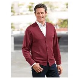 Cardigan Marco Donati, Herren, Gr. 60, rot (bordeaux), 100% Schurwolle, unifarben, Strickjacken