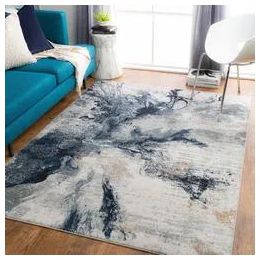 Teppich LIVABLISS "NEW YORK", blau, B:120cm H:10mm L:170cm, Kunstfaser, Polyester, Teppiche, Teppich, Moderner Designerteppich in Marmor Optik, Kurzflor Wohnzimmerteppich
