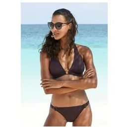 Triangel-Bikini-Top s.Oliver "Rome", Damen, Gr. 32, Cup A/B, braun, Polyamid, unifarben, Bikini-Oberteile, mit breitem B&uuml;ndchen