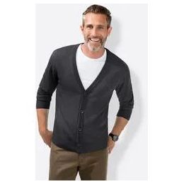 Cardigan Marco Donati, Herren, Gr. 56, grau (anthrazit, meliert), 100% Schurwolle, unifarben, Strickjacken