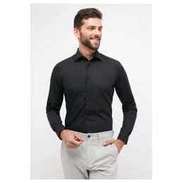 Langarmhemd Eterna "SLIM FIT", Herren, Gr. 41, Normalgr&ouml;&szlig;en, schwarz, Popeline, 100% Baumwolle, schmal, Manschette, Hemden, NON IRON (b&uuml;gelfrei)